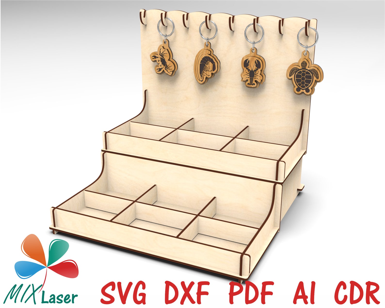 Keychains Display Stand SVG Glowforge Digital Laser Cutting Files for ...