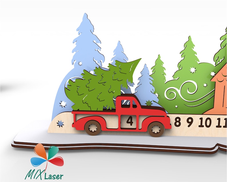 Advent Calendar Christmas Truck SVG Laser Cut Files for Glowforge ...