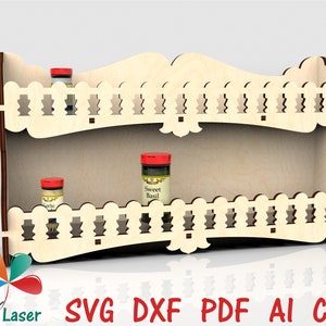 Laser Design Files Spice Rack Holder Shelf Spice Kitchen Organizer. DXF ...