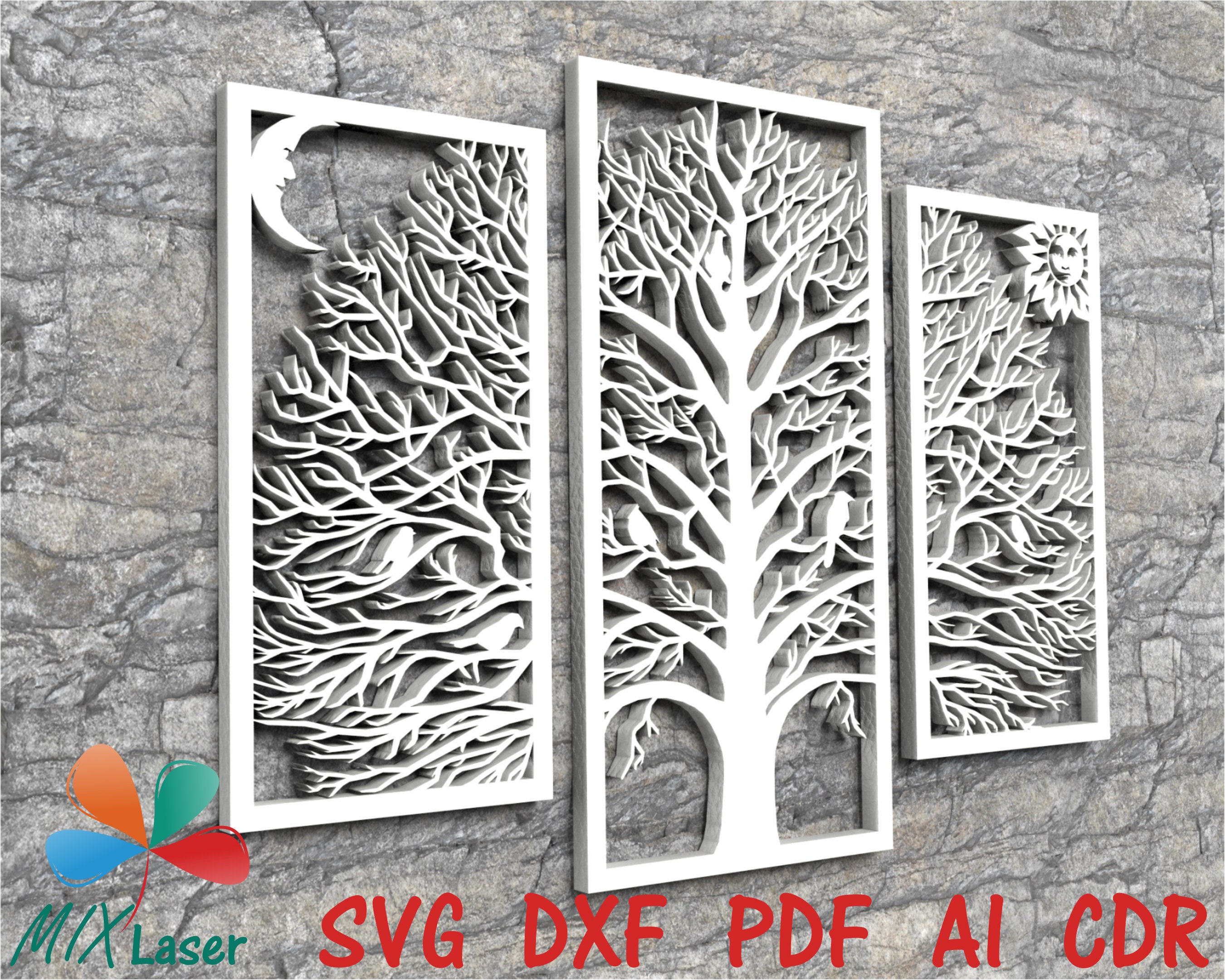 Tree Wall Art. Laser Cutting SVG DXF CNC Pattern Files. - Etsy