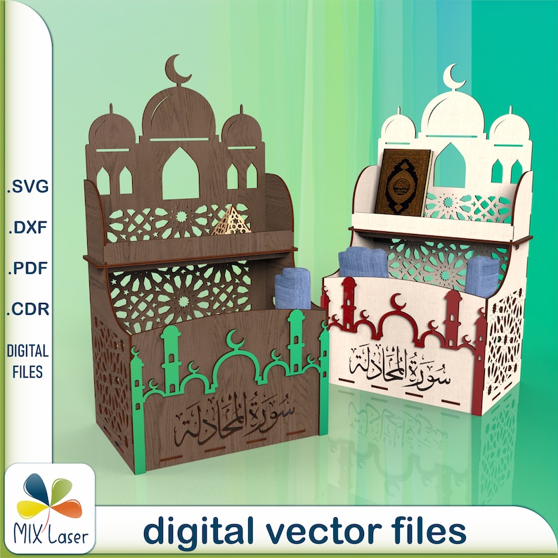 Islamic Prayer Organizer SVG With Mosque Silhouette and Quran Verse ...