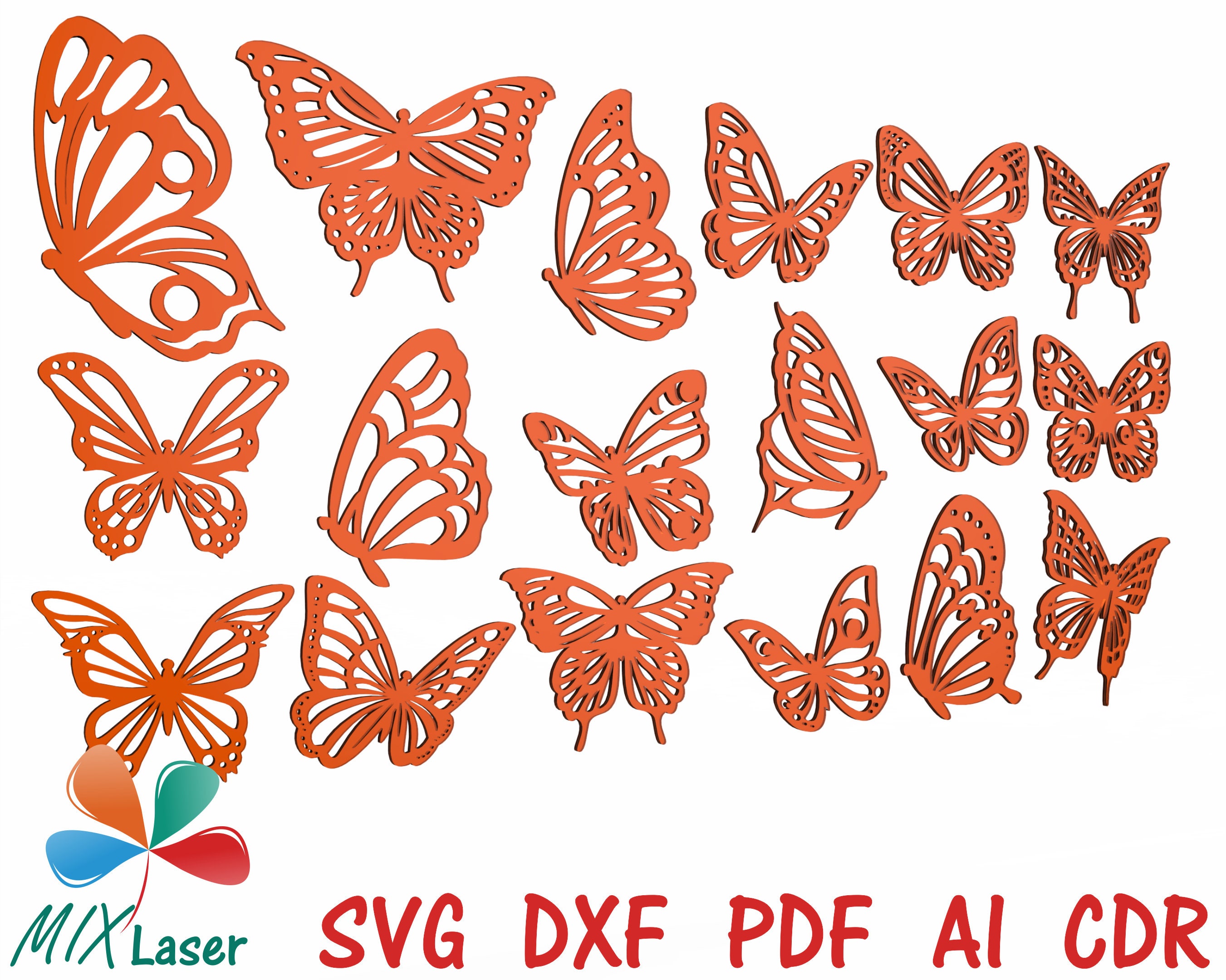 Butterfly Laser Cut SVG DXF Files Bundle - Glowforge SVG Laser Cut ...