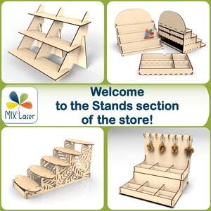 Countertop Retail Display Wood Stand Laser Cut 4 Shelf Craft Fair ...
