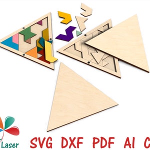 Triangle Puzzle SVG DXF Laser Cut Files. Puzzle Template for Cnc Laser ...