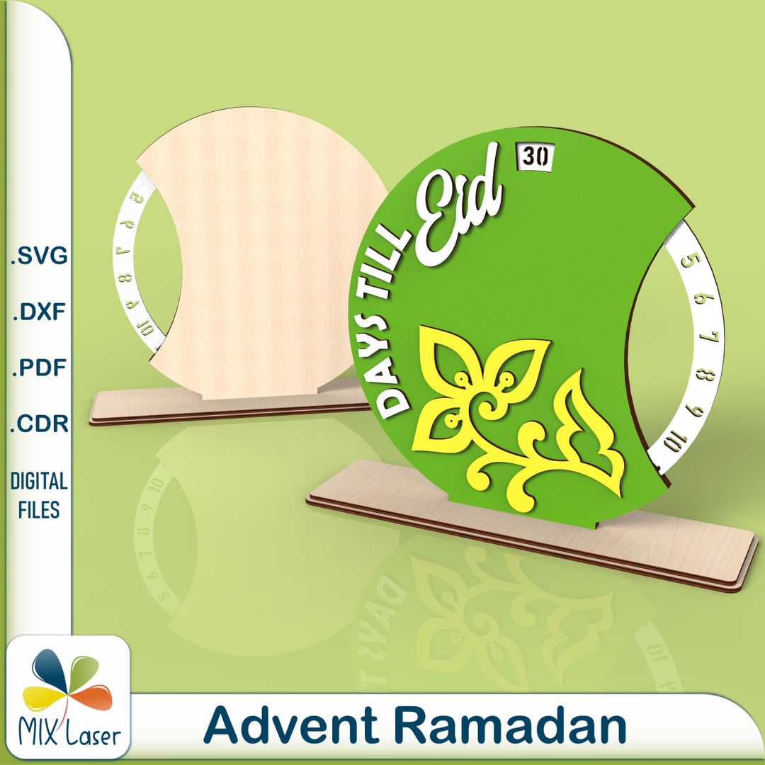 SVG DXF Ramadan Mubarak Advent Calendar Instant Download Laser Cutting ...