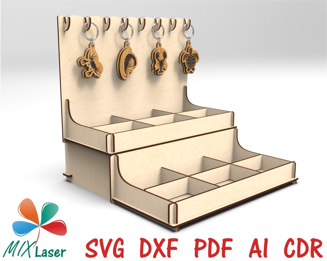 Keychains Display Stand SVG Glowforge Digital Laser Cutting Files for ...