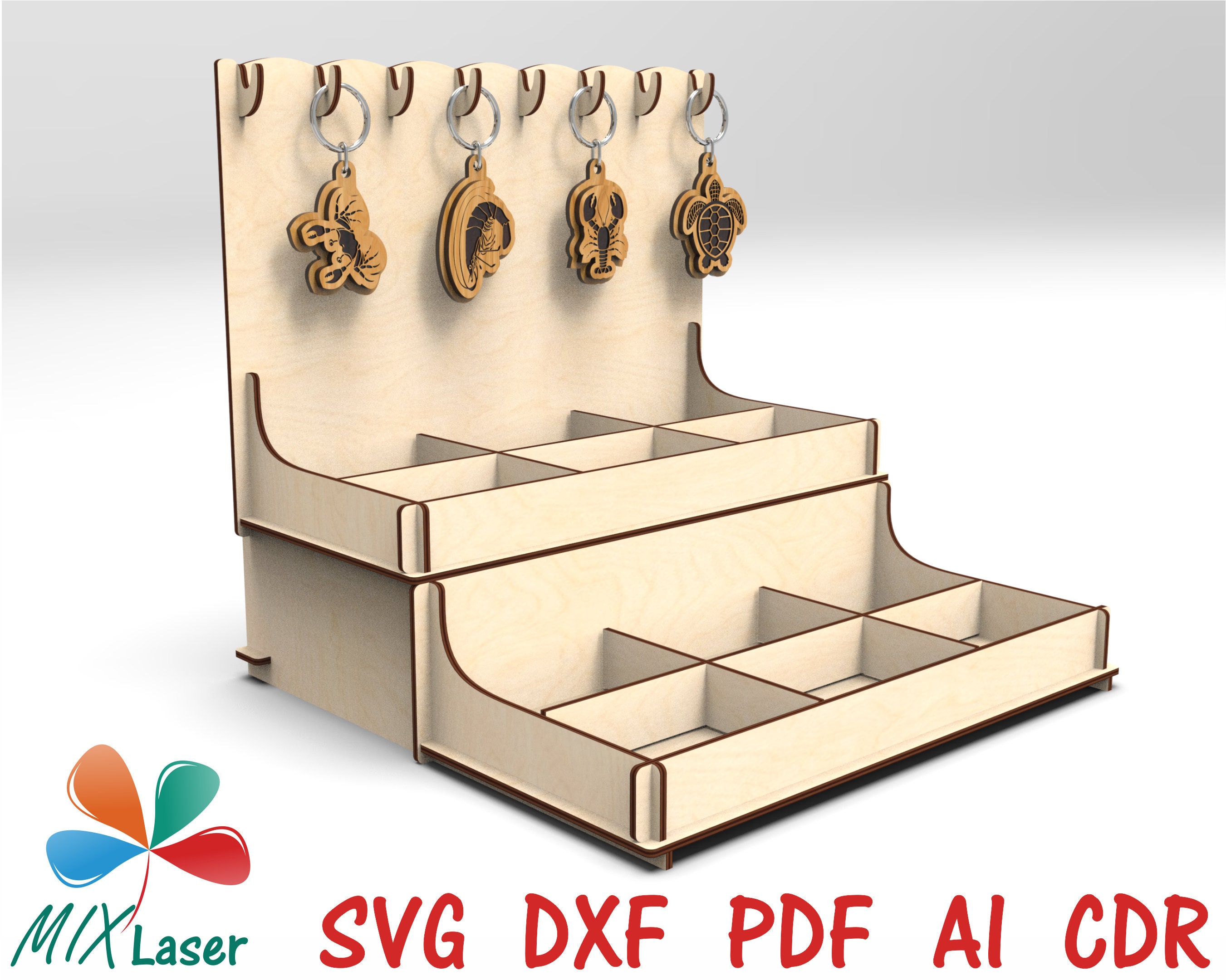 Keychains Display Stand SVG Glowforge Digital Laser Cutting Files for ...