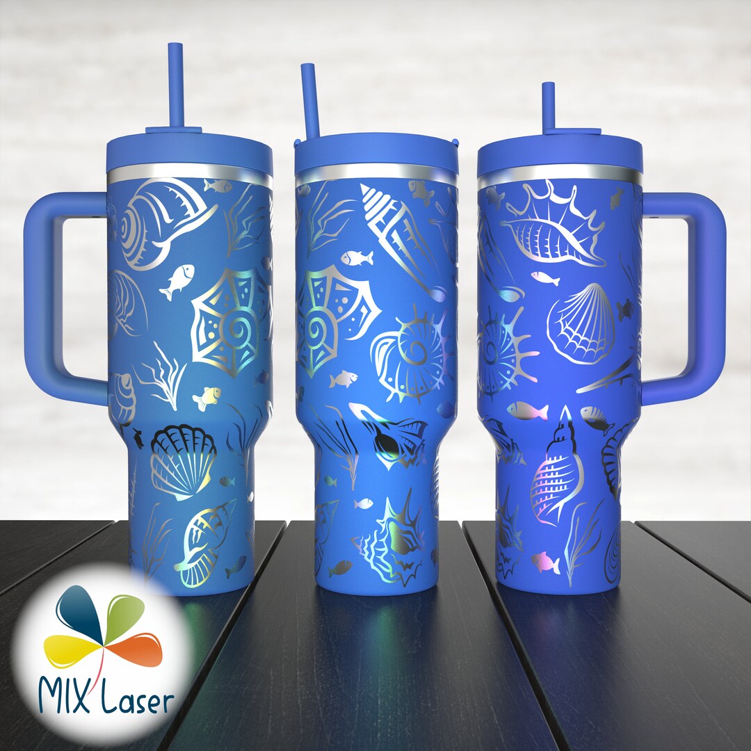 Sea Shells Fish Tumbler Laser Engraved Wrap SVG File, Summer Vacation ...