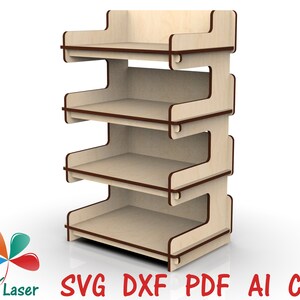 Two 4 Tier Collapsible Display Shelf Stands, SVG Laser Design for ...