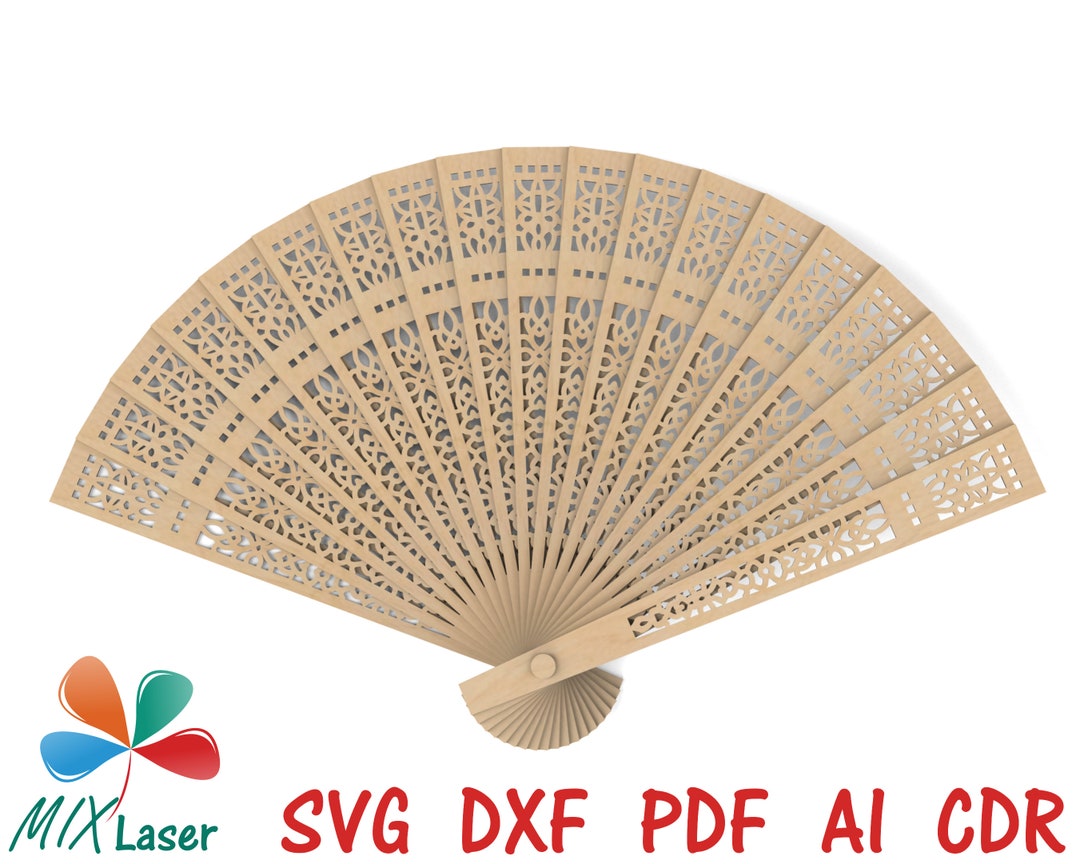 Laser Cut Plans Decorative Wooden Fan. Oriental Wooden Fan Wedding ...