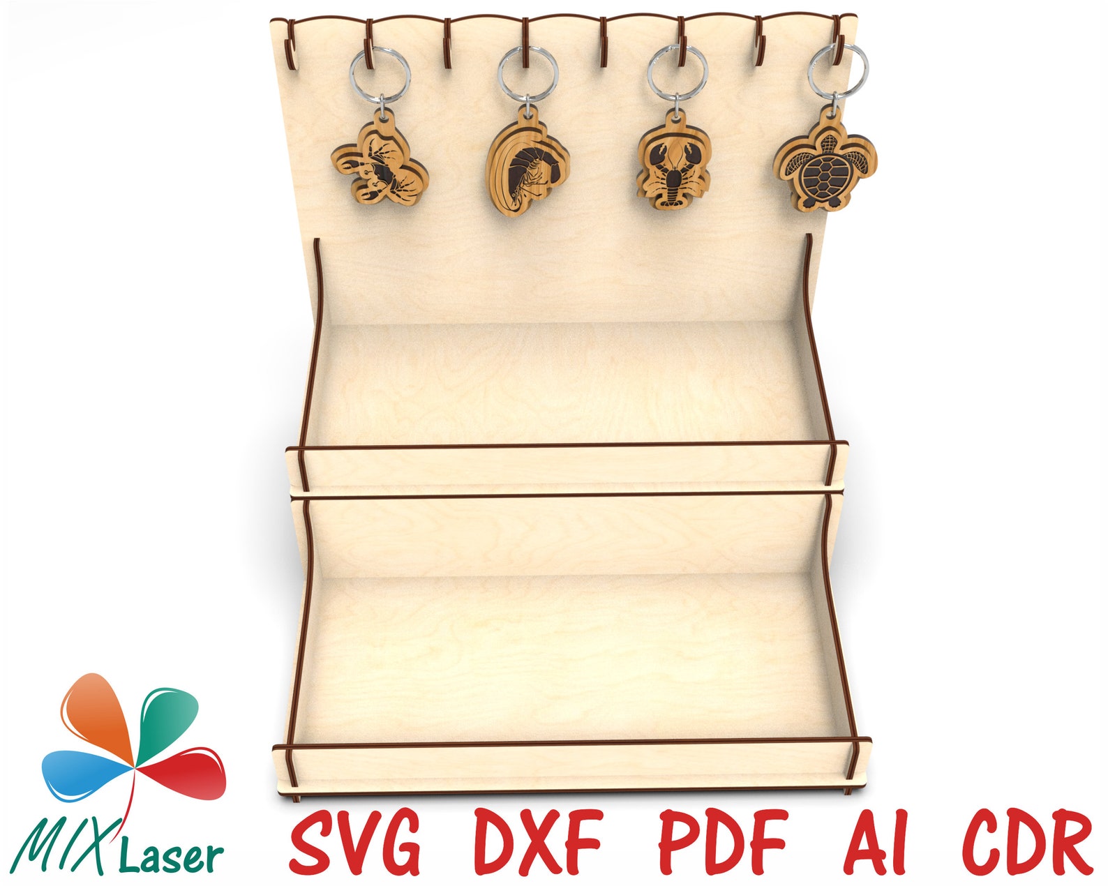 Keychains Display Stand SVG Glowforge Digital Laser Cutting Files for ...
