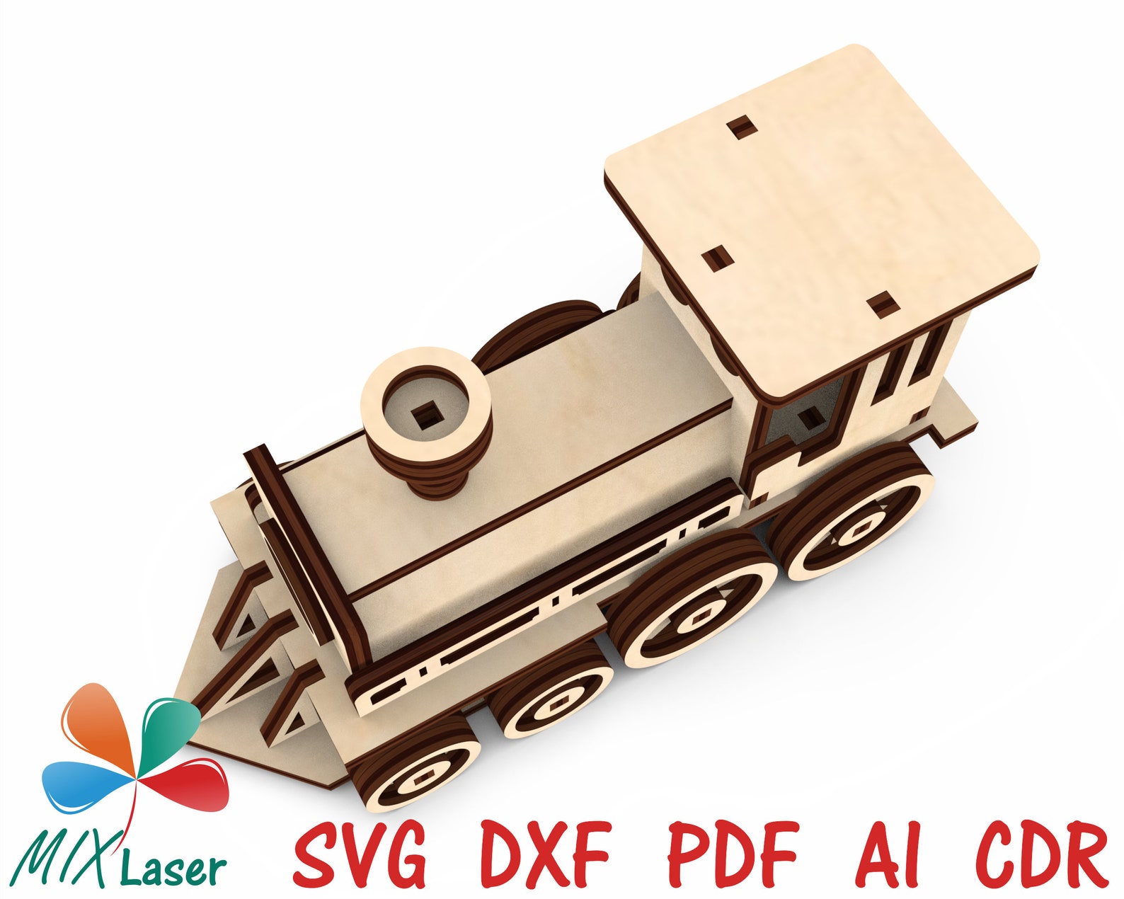 Laser Cut Train Model SVG DXF CNC Files – Wood Toy Plan (digital ...