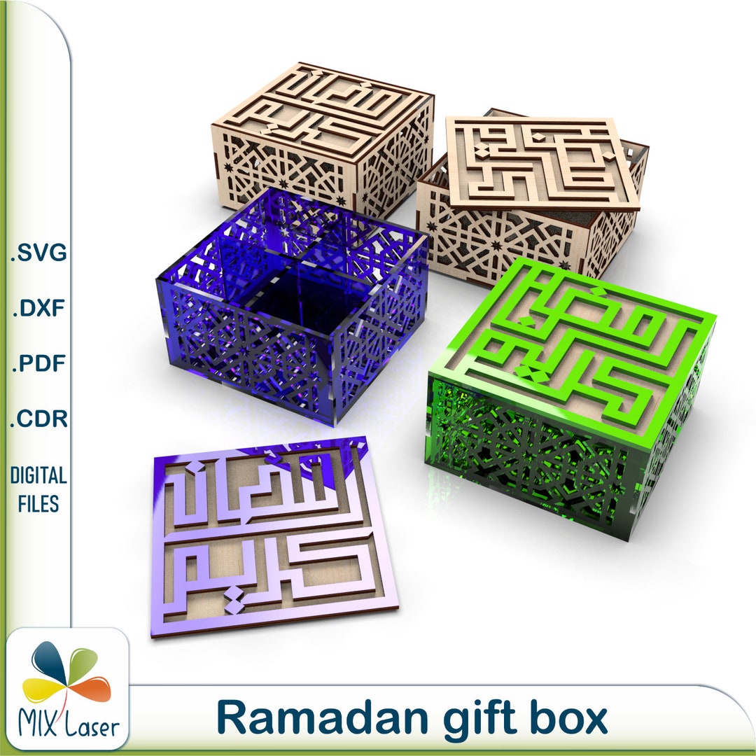 Islamic Laser Cut Box SVG DXF Cnc Files, Eid Ramadan Gift Box, Ramadan ...