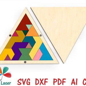 Triangle Puzzle SVG DXF Laser Cut Files. Puzzle Template for Cnc Laser ...