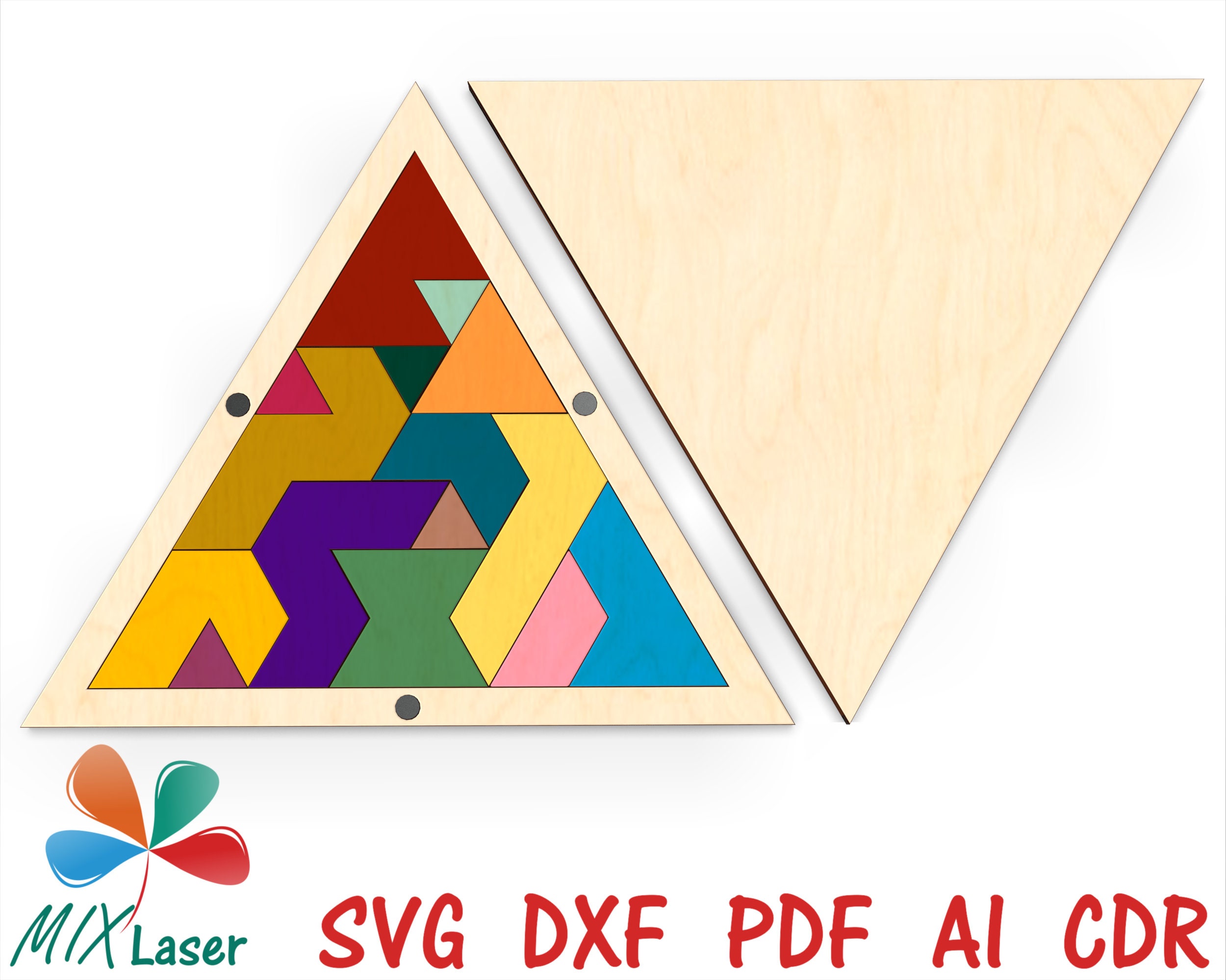 Triangle Puzzle SVG DXF Laser Cut Files. Puzzle Template for - Etsy ...