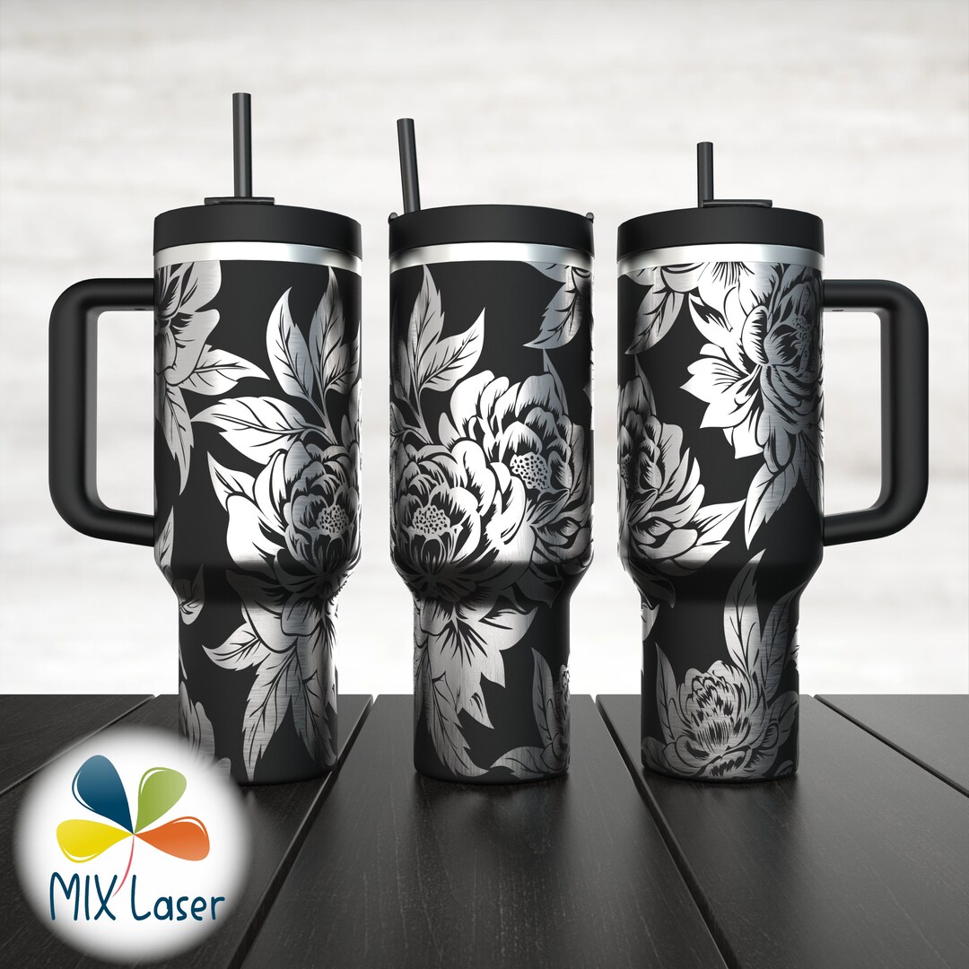 Roses Tumbler Laser Engraved Wrap SVG File, Full 40oz Tumbler Wrap ...