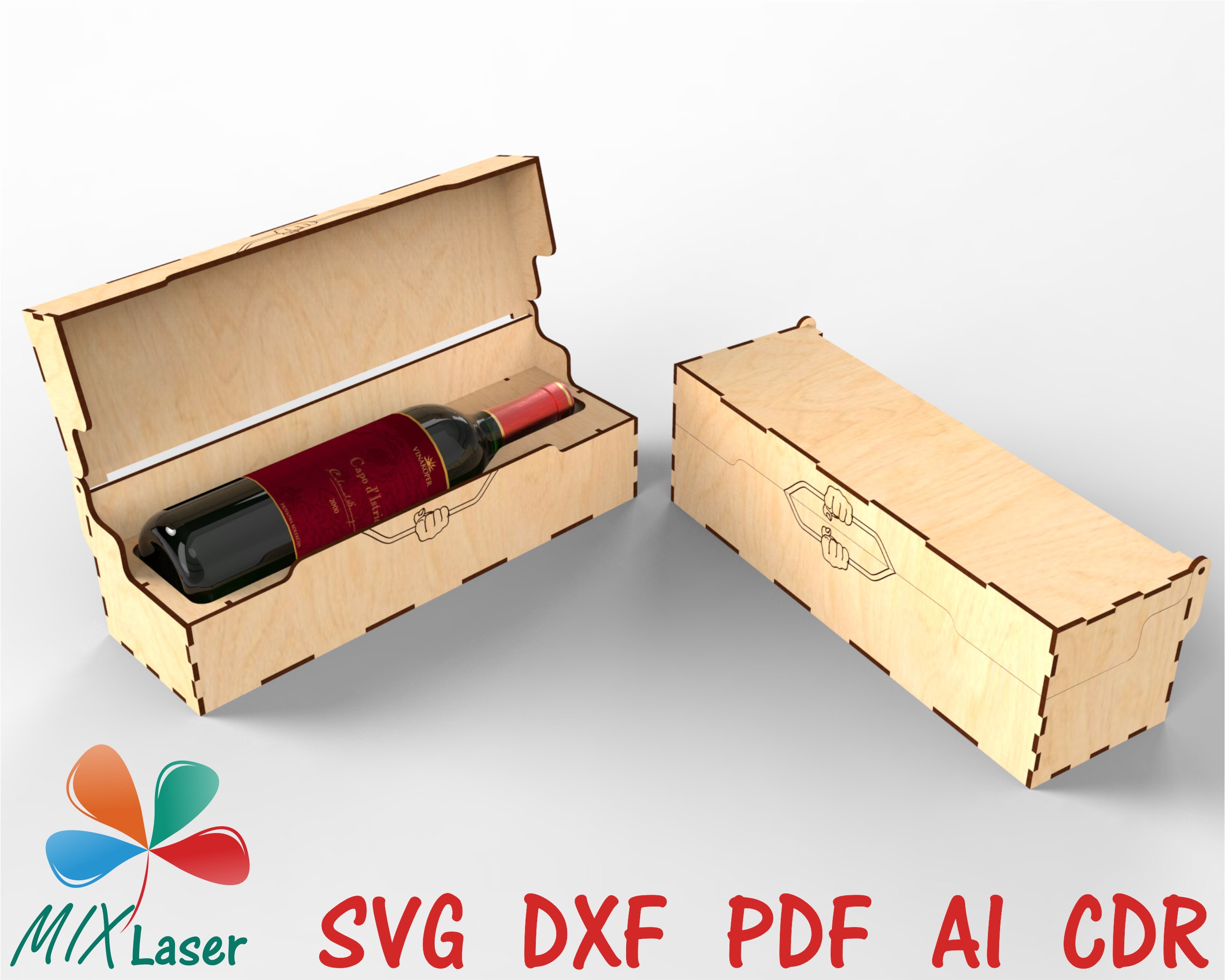 Plano vectorial de caja de vino de madera para corte por láser - Etsy ...