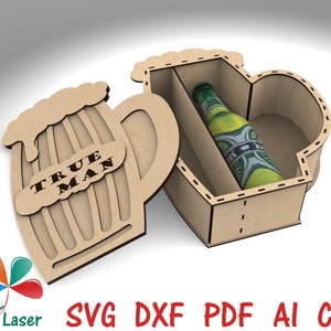 Father's Day Gift Box for Beer and Snacks, Laser Cut Box SVG DXF Vector ...