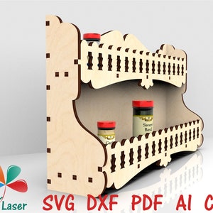 Laser Design Files Spice Rack Holder Shelf Spice Kitchen Organizer. DXF ...