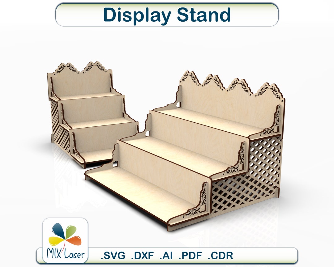 Laser Cut File Craft Stand Display, Merchandise Tiered Shelving. Vector ...