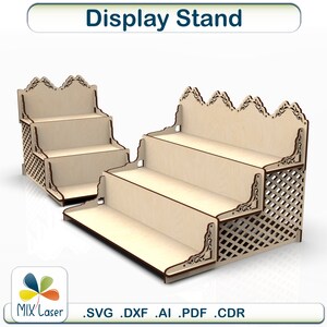 Laser Cut File Craft Stand Display, Merchandise Tiered Shelving. Vector ...