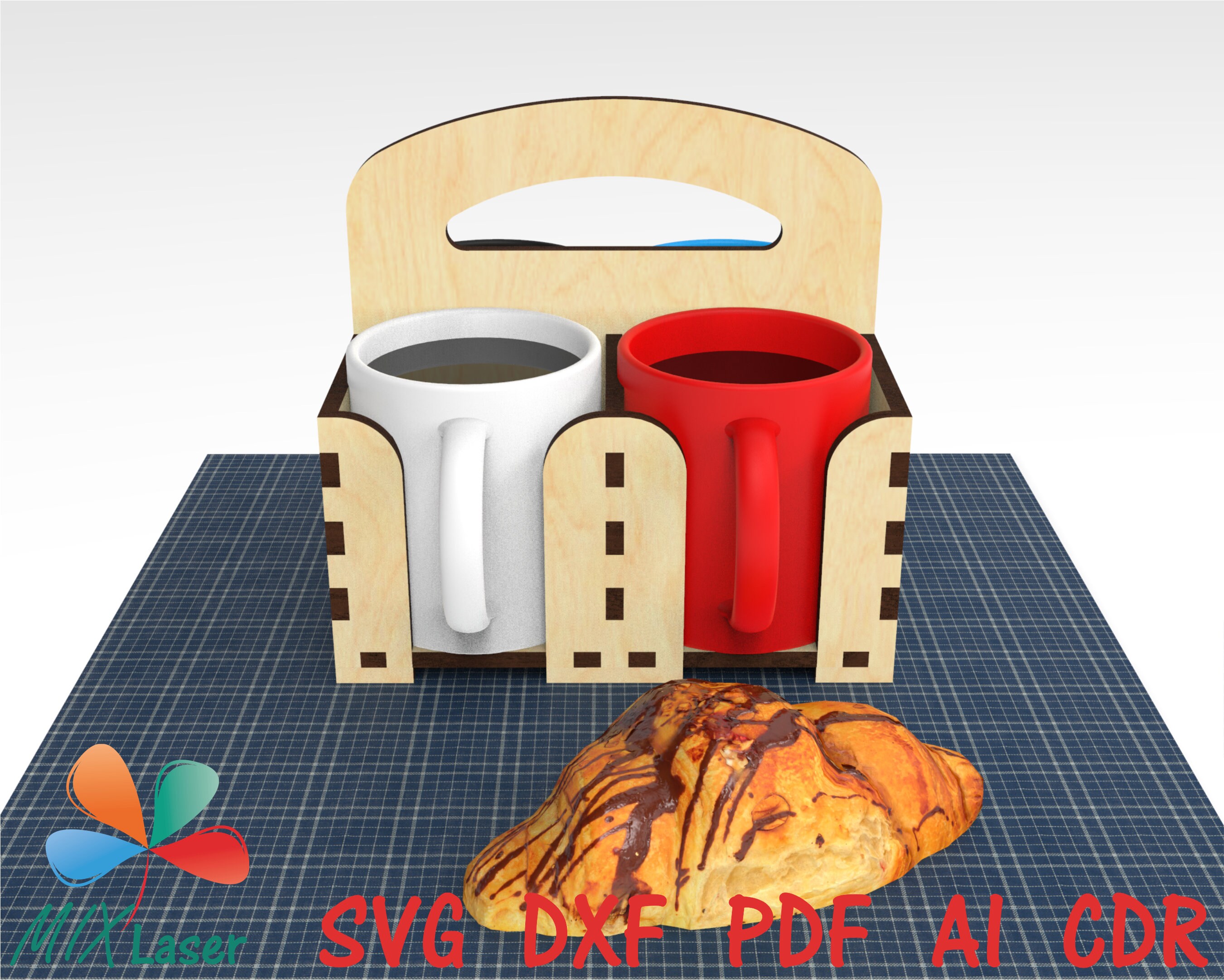 Lasercut Files Coffee Mug Cup Carrier, Tabletop Mug Holder, Cup Holder ...