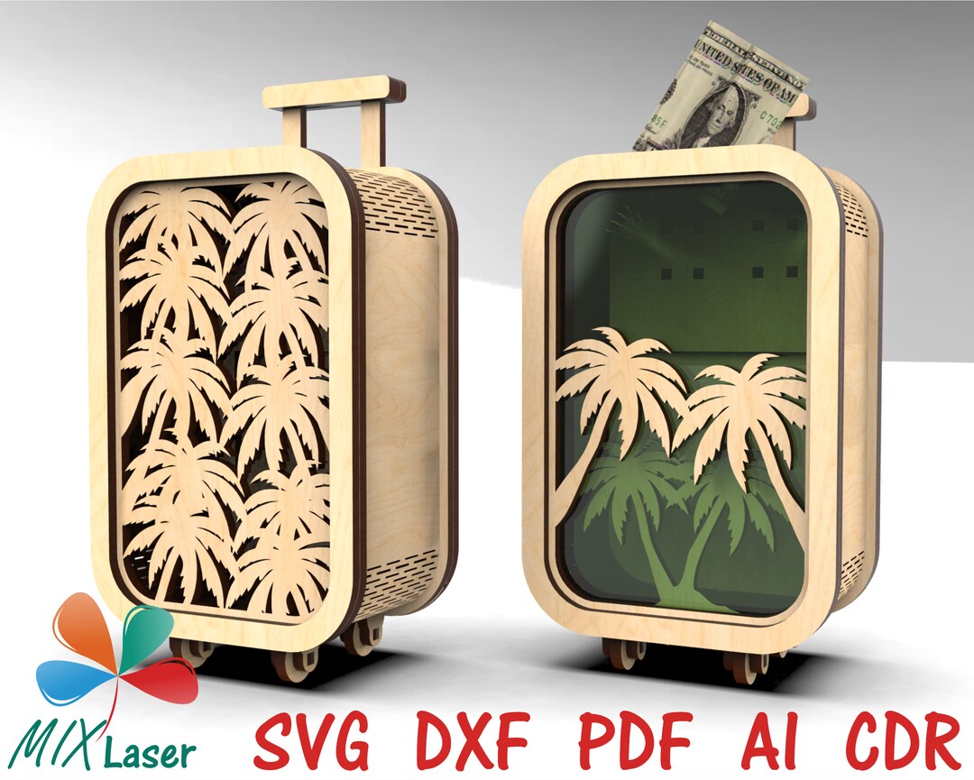 Piggy Bank Vector Cut Files for Wood Box. Laser Cut SVG DXF Box Files ...