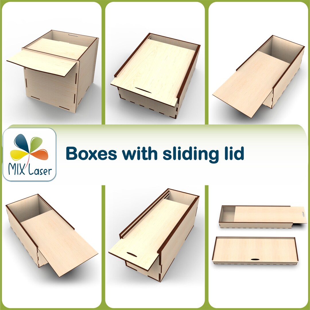 SVG Laser Cut Bundle of Boxes With Sliding Lids. - Etsy