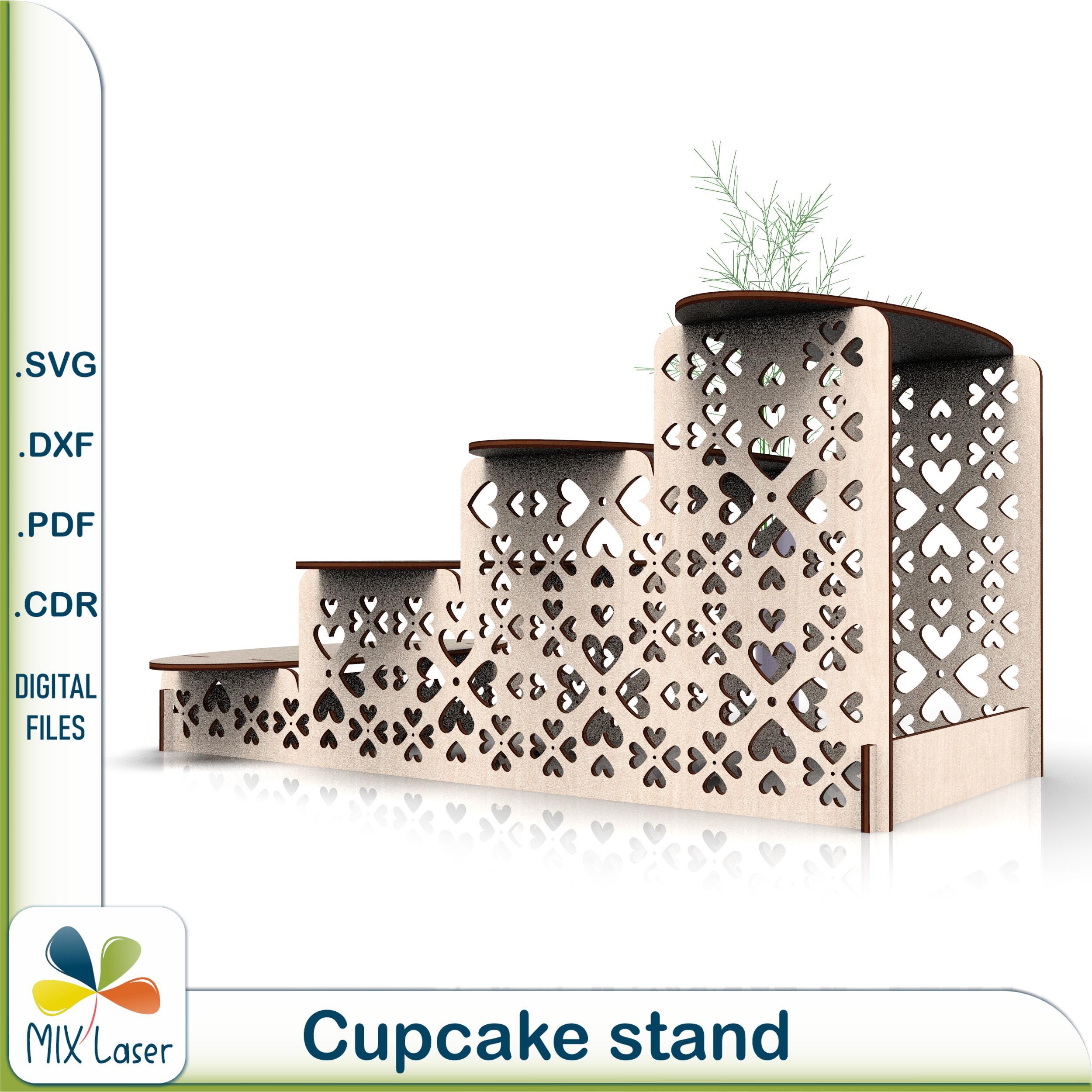 4 Tier Laser Cut Cupcake Stand SVG Files - Etsy