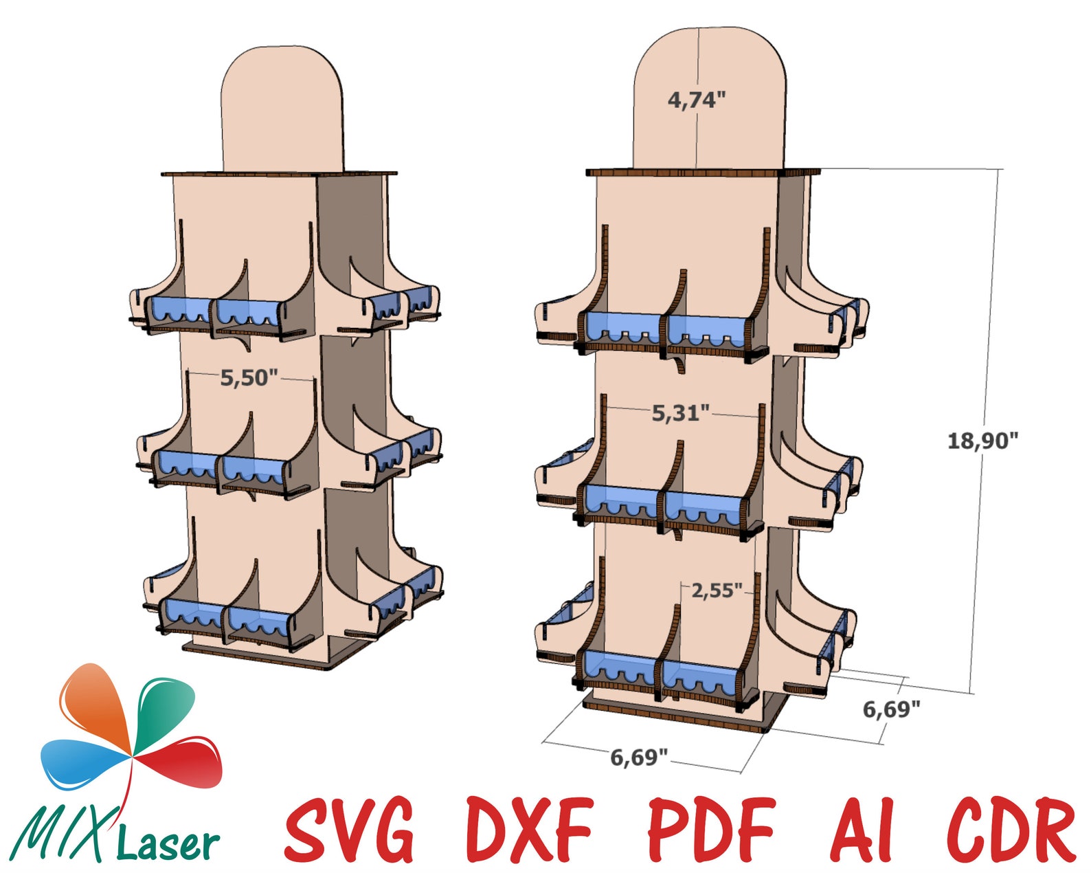 Laser Cut Files Rotating Craft Show Display Stand SVG Craft - Etsy