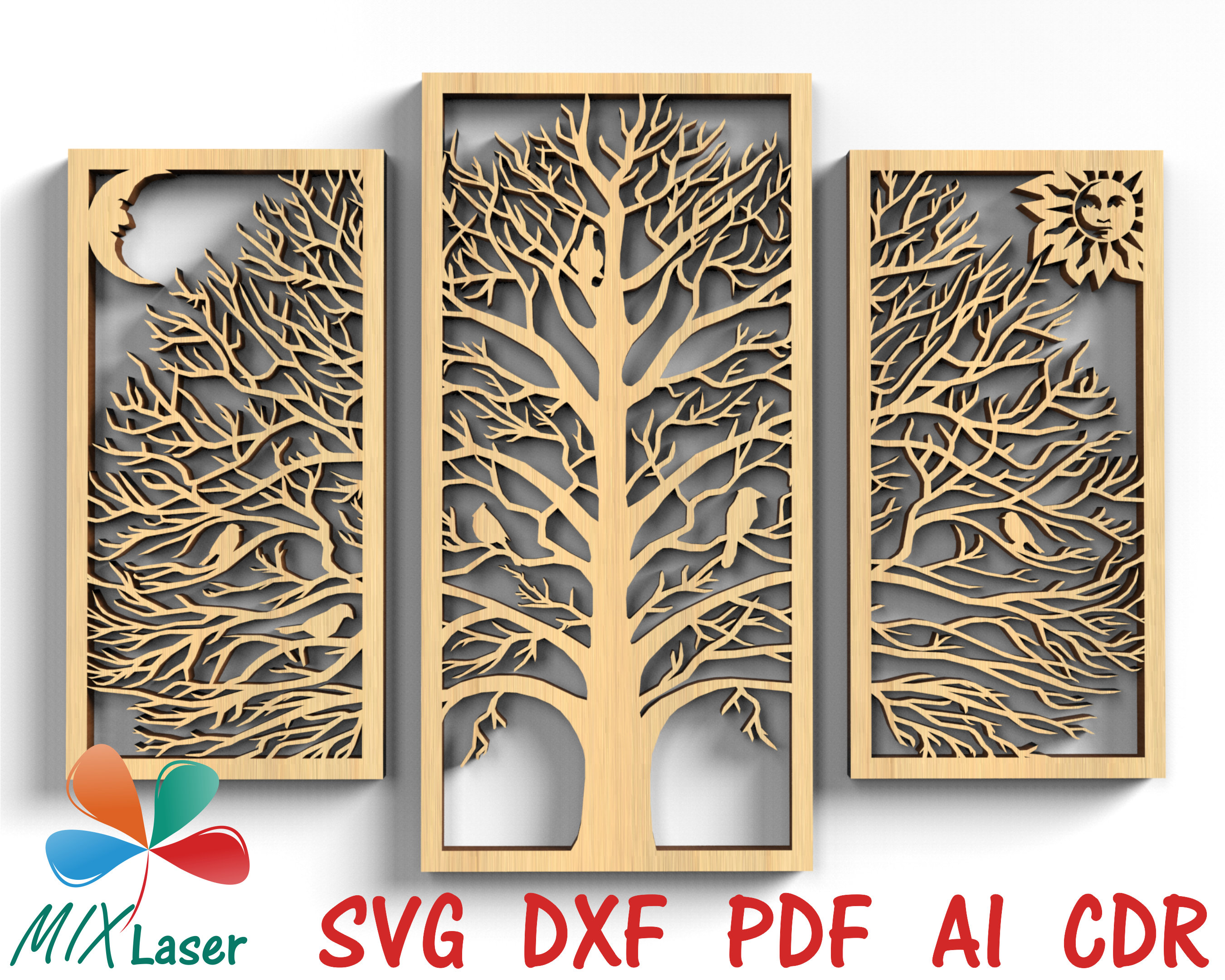 Tree Wall Art. Laser Cutting SVG DXF CNC Pattern Files. - Etsy
