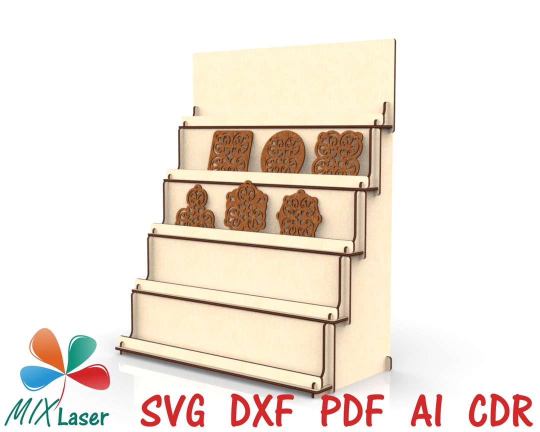 5 Tiered Display Stand Laser Cutting Glowforge SVG Files - Craft Fair Stand DXF Files for Laser ...