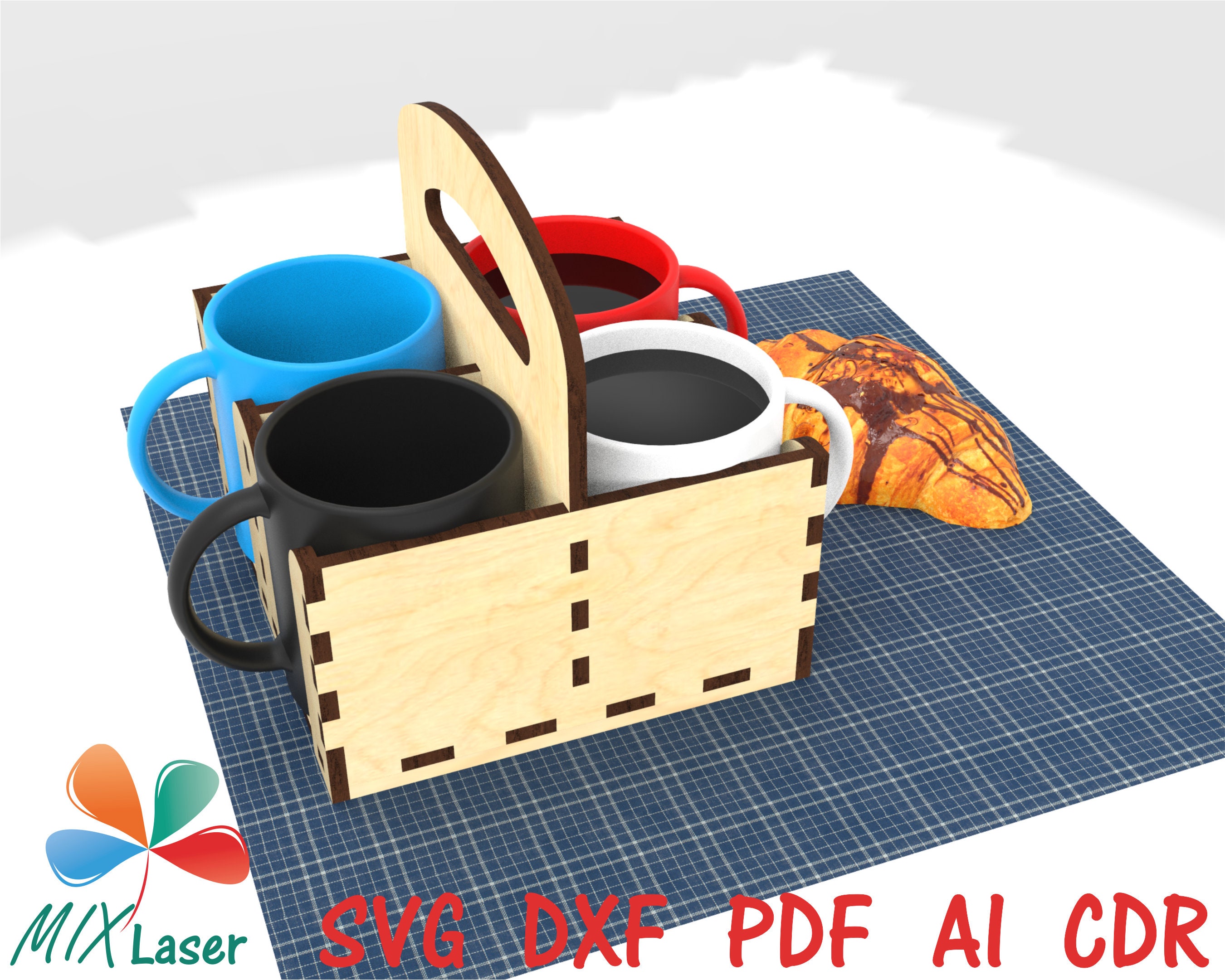 Lasercut Files Coffee Mug Cup Carrier Tabletop Mug Holder - Etsy