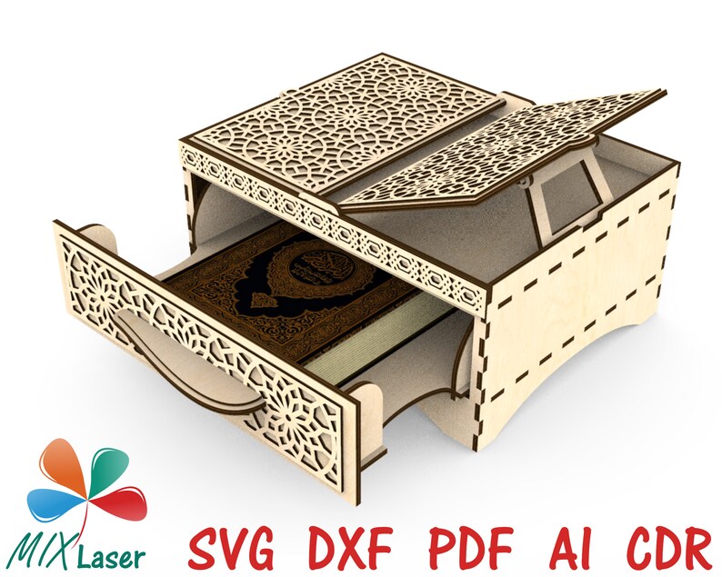 Laser Cut Quran Box Holder Quran Box Laser Design SVG DXF AI - Etsy