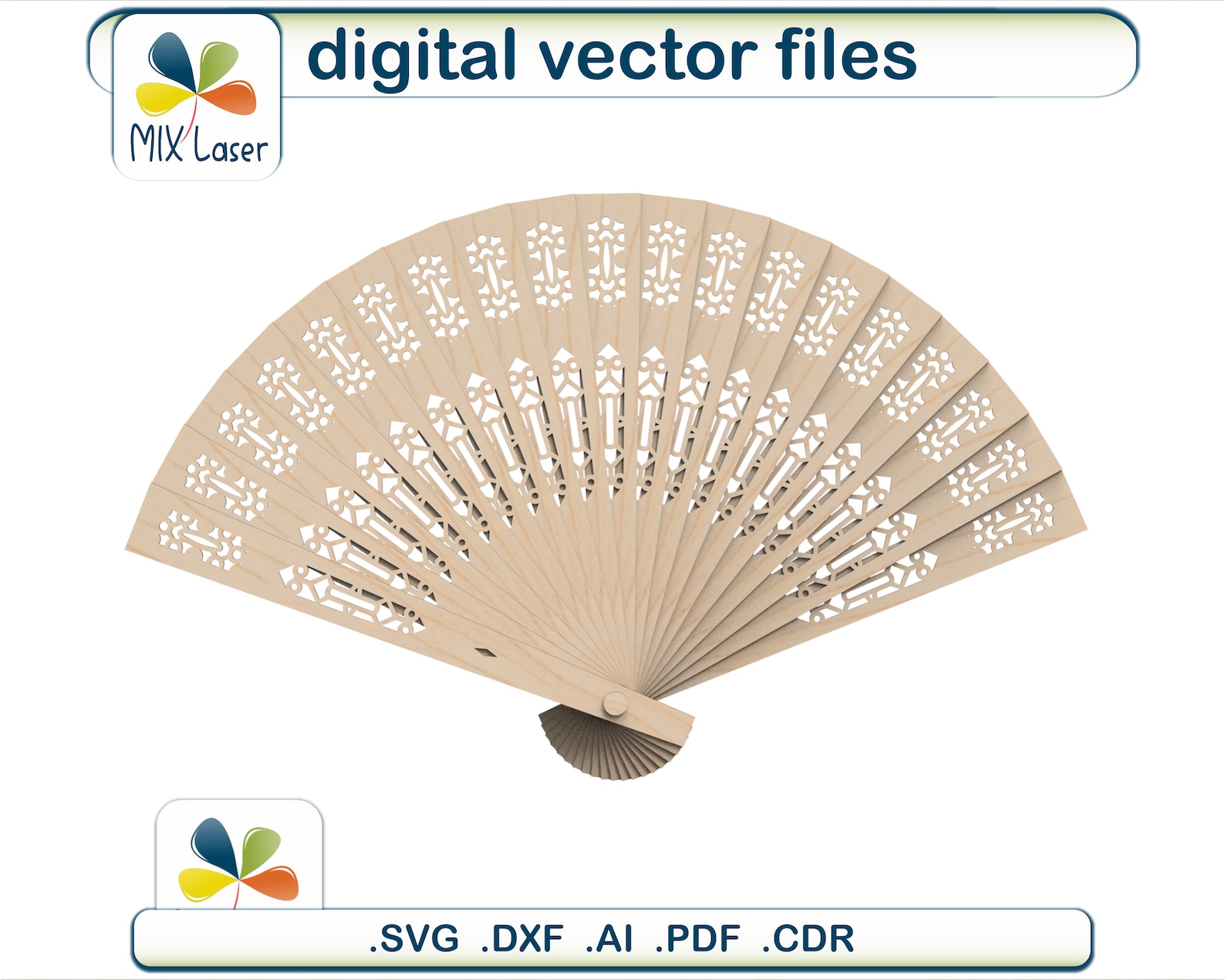 Laser Cut Plans Decorative Wooden Fan. Oriental Wooden Fan Wedding ...