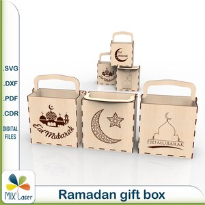 SVG Laser Patterns Eid Mubarak Gift Boxes - Ramadan Kareem Decoration DXF CNC Cut Files - Etsy