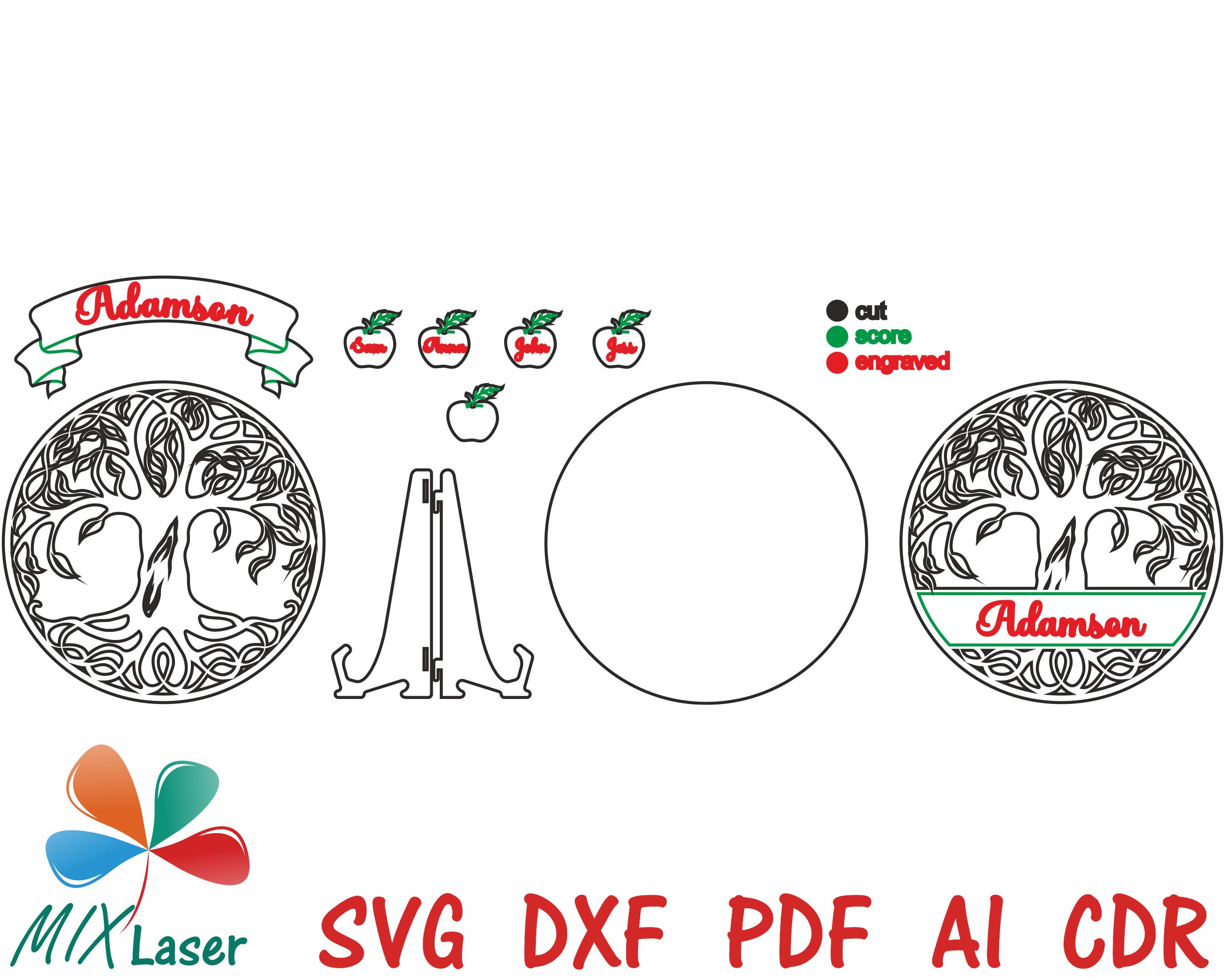 Family Tree SVG DXF Laser Cutting Files. Vector CNC Files for - Etsy ...