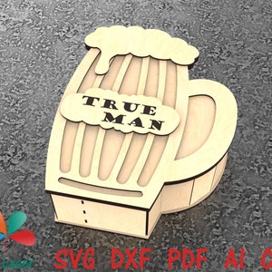 Father's Day Gift Box for Beer and Snacks, Laser Cut Box SVG DXF Vector ...