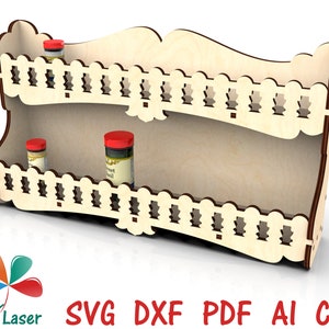 Laser Design Files Spice Rack Holder Shelf Spice Kitchen Organizer. DXF ...