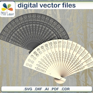 Laser Cut Plans Decorative Wooden Fan. Oriental Wooden Fan Wedding ...