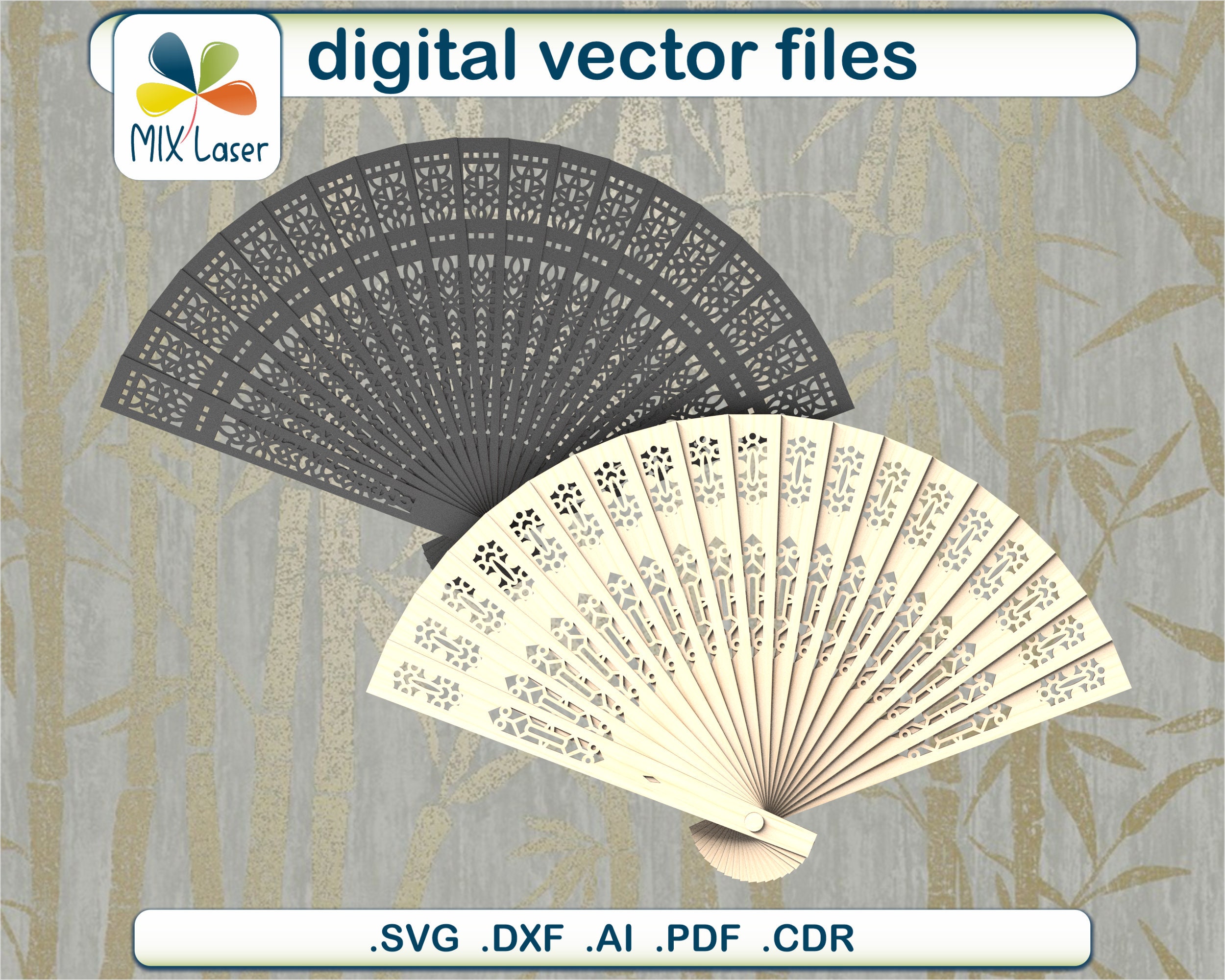Laser Cut Plans Decorative Wooden Fan. Oriental Wooden Fan Wedding ...