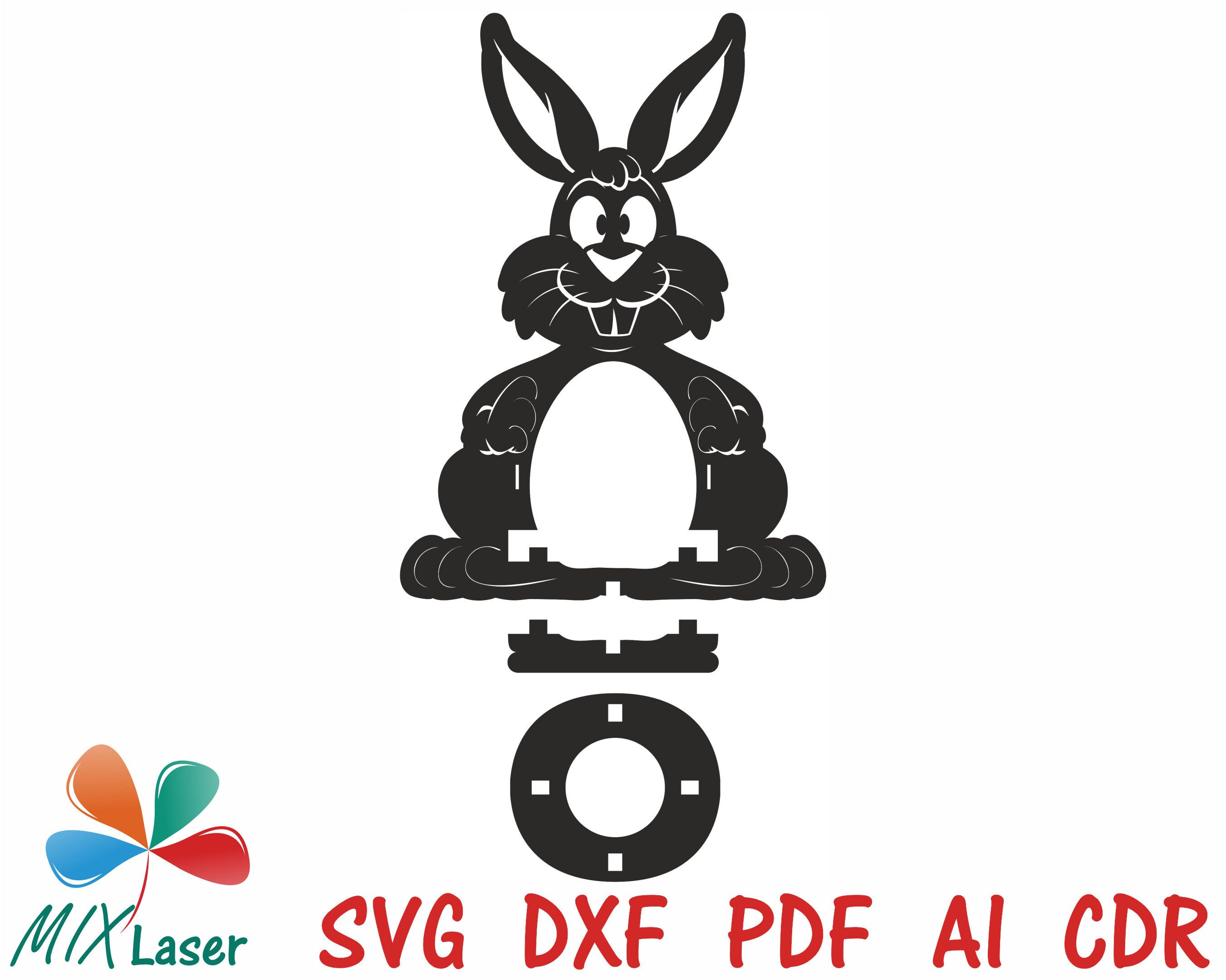 Easter Bunny Egg Holder Stand SVG Vector Files for Laser - Etsy