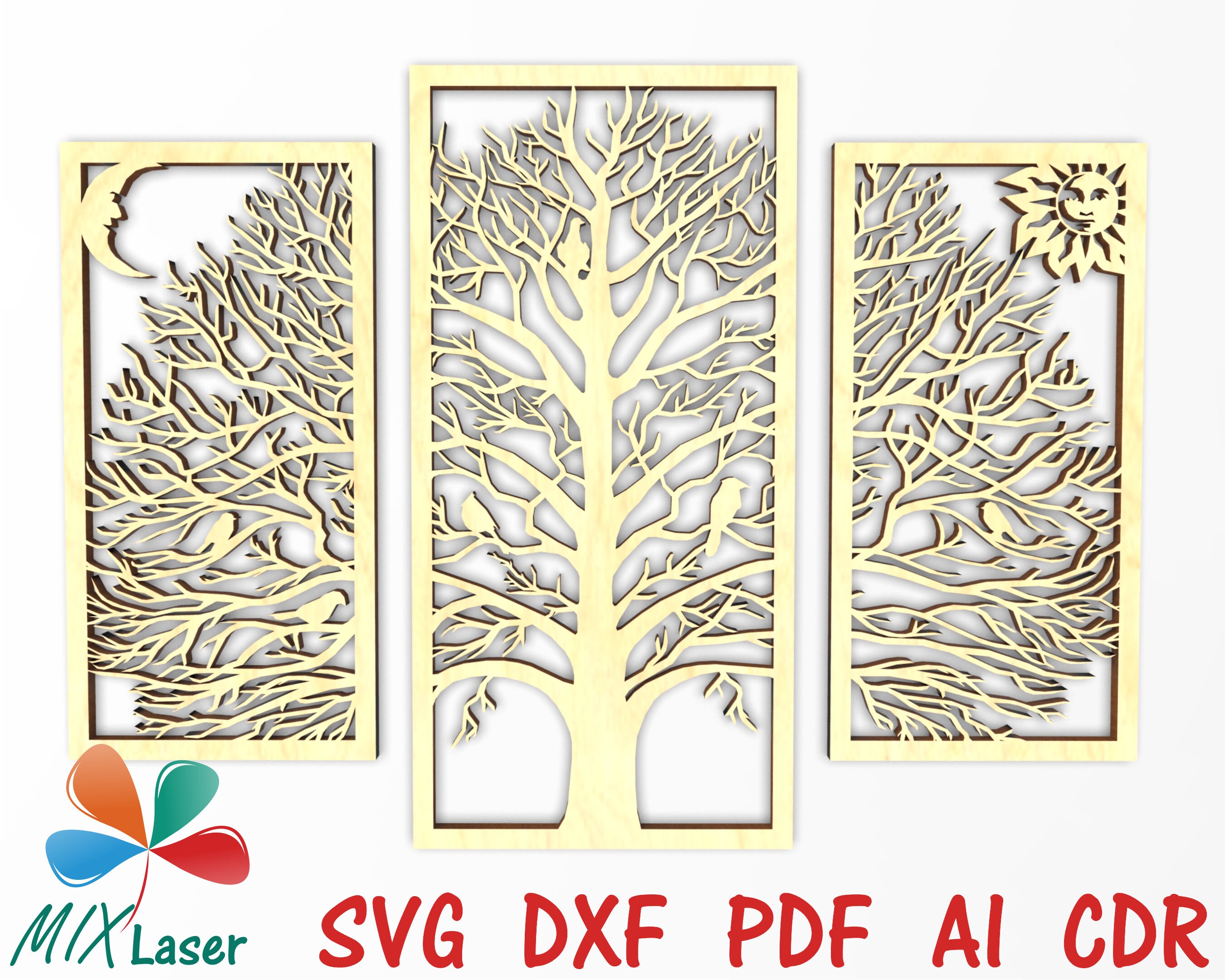 Tree Wall Art. Laser Cutting SVG DXF CNC Pattern Files. - Etsy