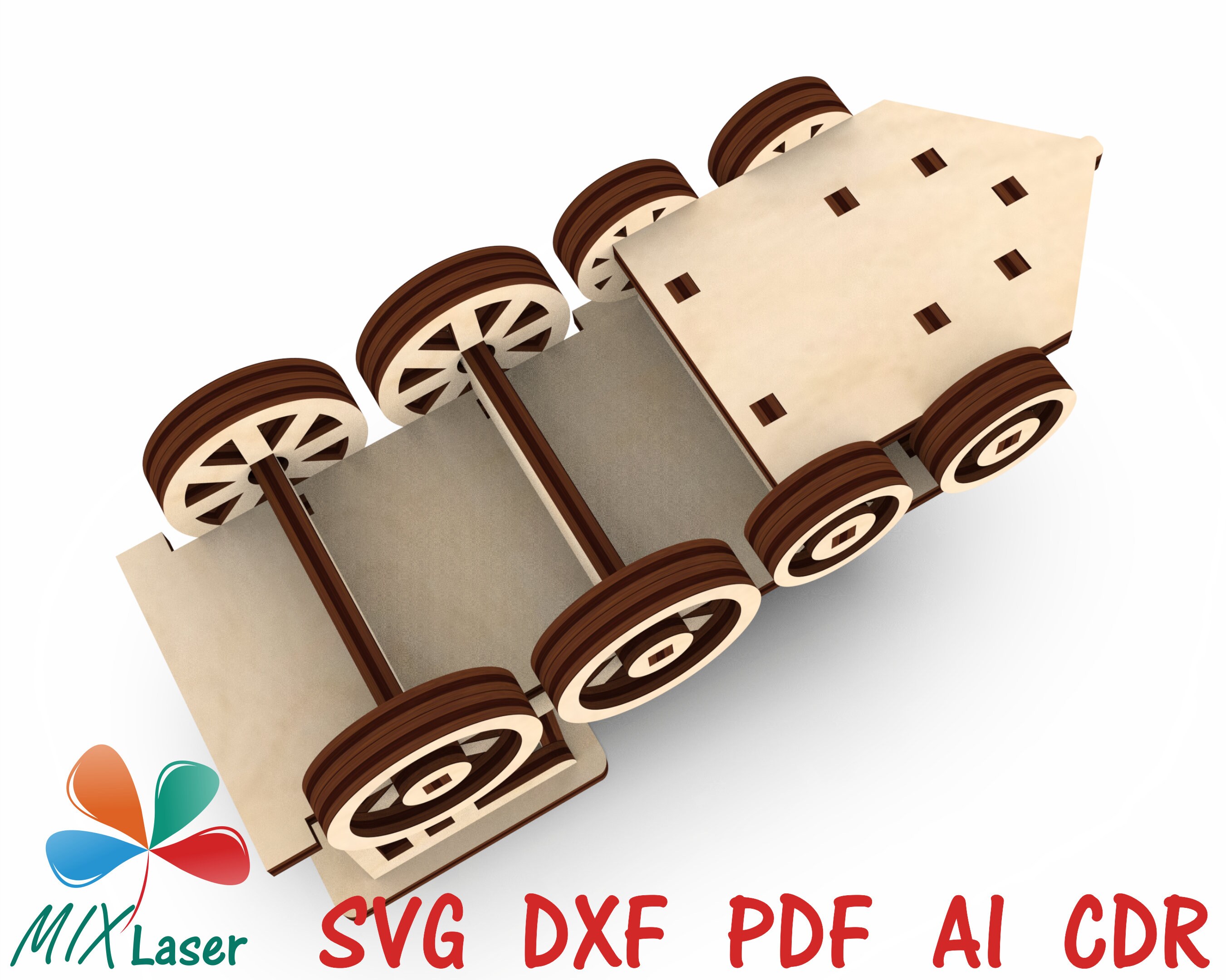Laser Cut Train Model SVG DXF CNC Files – Wood Toy Plan (digital ...