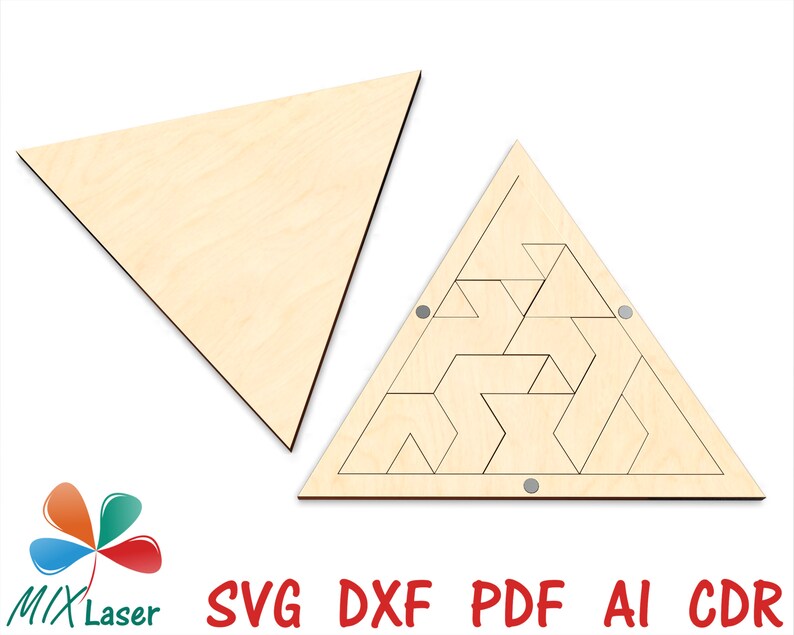 Triangle Puzzle SVG DXF Laser Cut Files. Puzzle Template for - Etsy ...