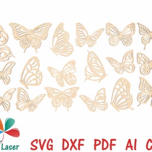 Butterfly Laser Cut SVG DXF Files Bundle - Glowforge SVG Laser Cut ...