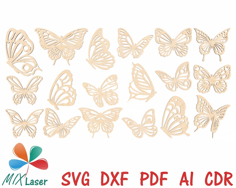 Butterfly Laser Cut SVG DXF Files Bundle - Glowforge SVG Laser Cut ...
