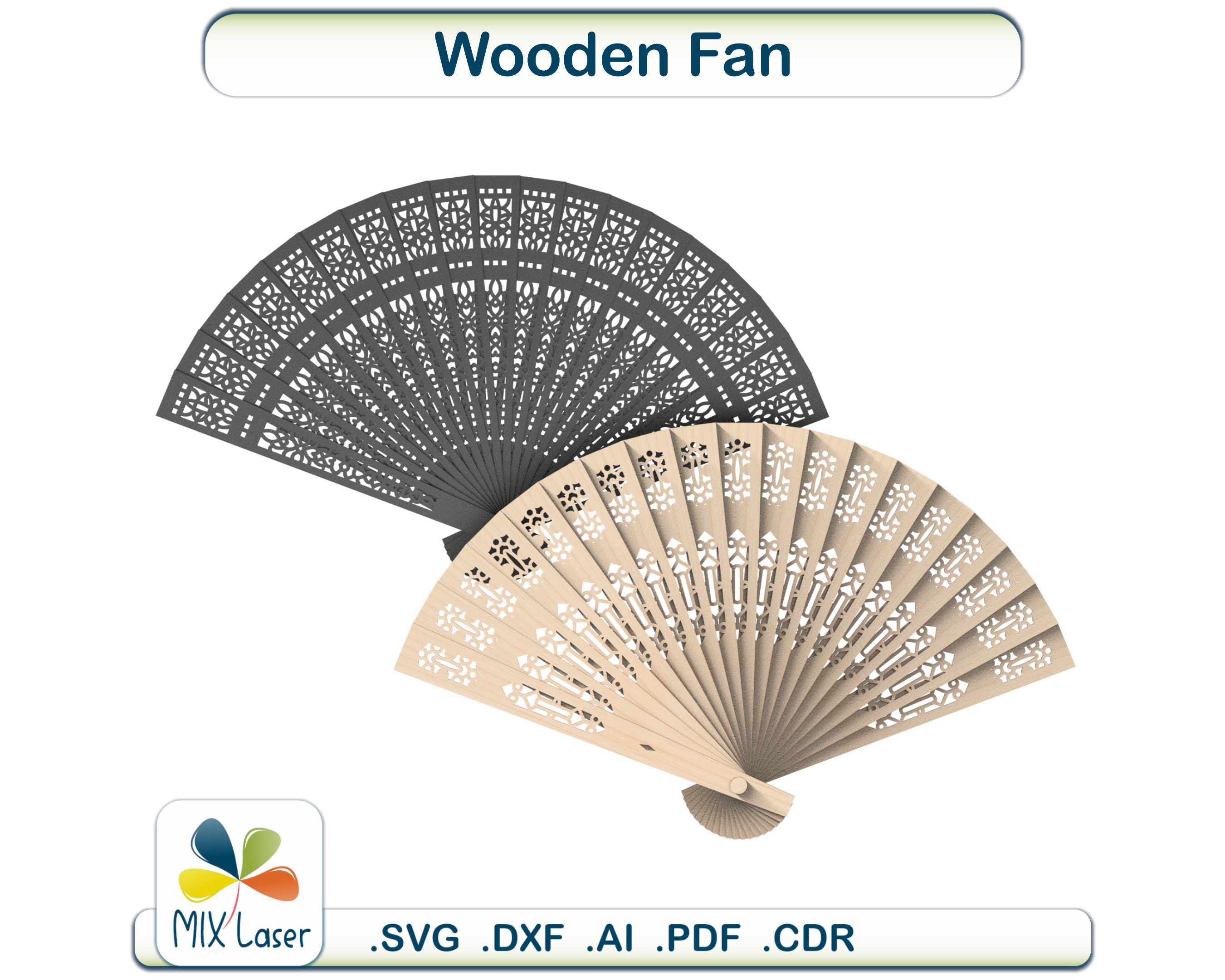 Laser Cut Plans Decorative Wooden Fan. Oriental Wooden Fan Wedding ...