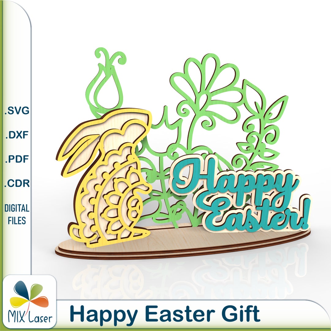 Standing Easter Bunny Glowforge SVG Files, Bunny Laser Cutting Plans ...