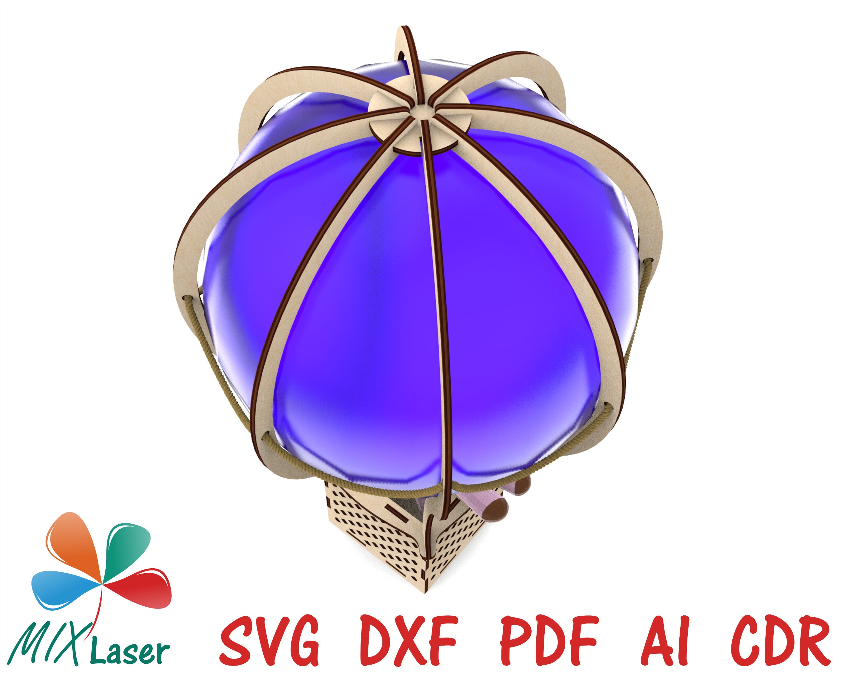 Hot Air Balloon Gift Box. SVG DXF Files for Laser Cutting. Vector CNC ...